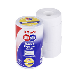 Esselte Quikstik Mark I Single Line Labels, 22mm x 12mm, Removable, Wh ...