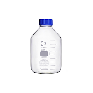 Schott Lab Reagent Bottle, 5000ml, GLS80, Clear, Wide Neck, with Blue ...