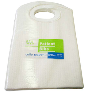 Cello Patient Bib with Ties and Neck Hole, 4-Ply, 30 x 50cm, White, 10 ...
