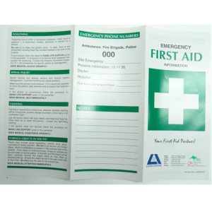Emergency First Aid Information Pamphlet, Each Each | Livingstone ...