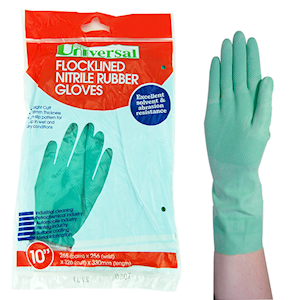 Universal Flocklined Nitrile Gloves, Heavy Duty, EN374, Size 10, 33cm ...
