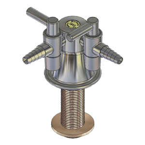 Laboratory Tapware, Type 40 2 Way Gas Turret, 90 Degrees Push Turn, Ea ...