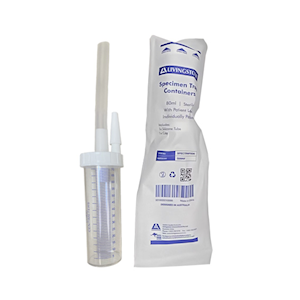 Livingstone Specimen Mucus Trap Containers with Silicone Tube, 80ml, P ...