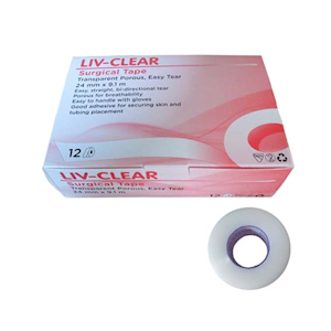 Liv-Clear Surgical Tape, Transparent Porous, Easy Tear, 24mm x 9.1m, 1 ...