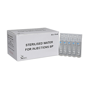 Interpharma Water for Injections BP, 10mL Ampoules, 50 Pieces/Box Box ...